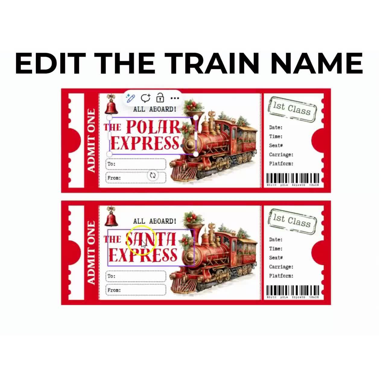 Polar Express Train Ticket Outline