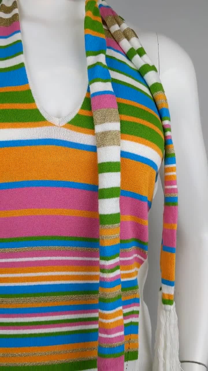Y2k Vintage DOLCE GABBANA Halter Top. Striped Multicolor Y2k Vintage DOLCE GABBANA Halter Top. Striped Multicolor