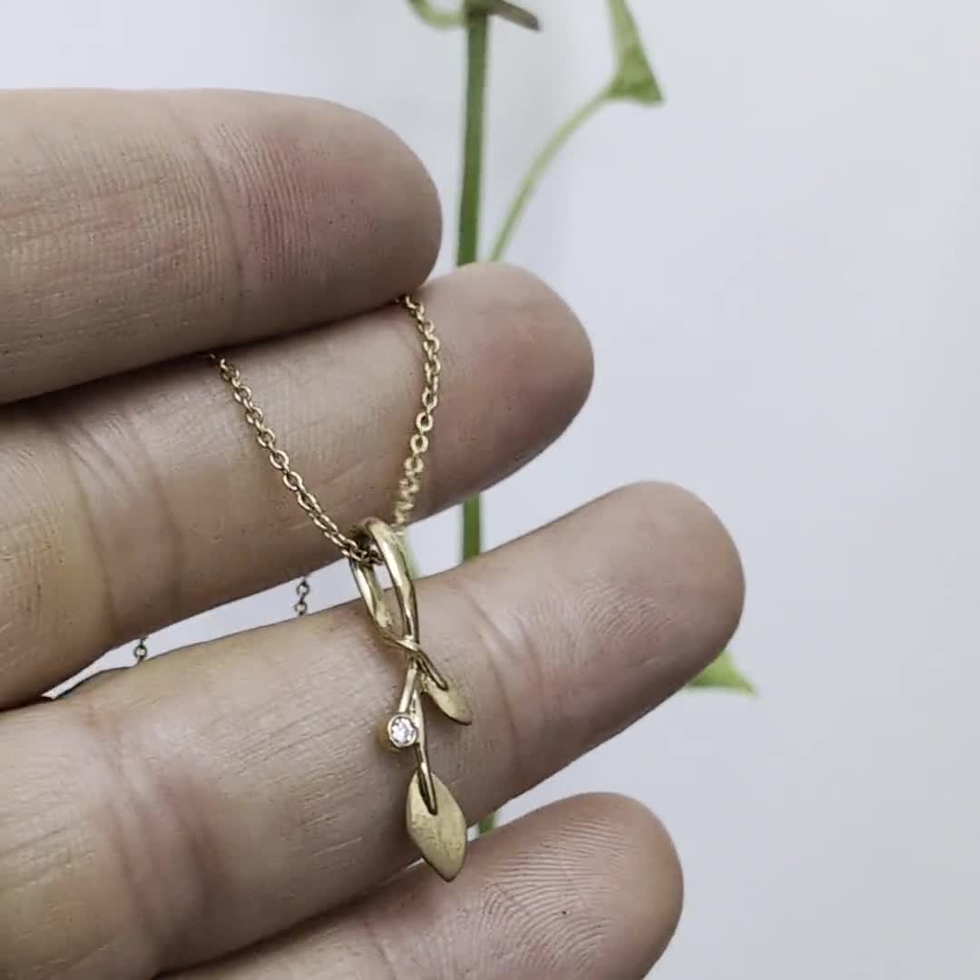 14K Gold Necklace, Leaf Pendant, Leaves Pendant, 14K Gold 14K Gold Necklace, Leaf Pendant, Leaves Pendant, 14K Gold