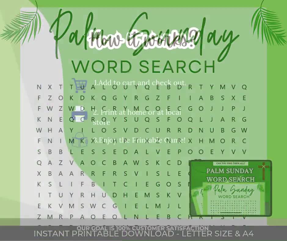 Palm Sunday Word Search Summer Holidays Word Search Printable