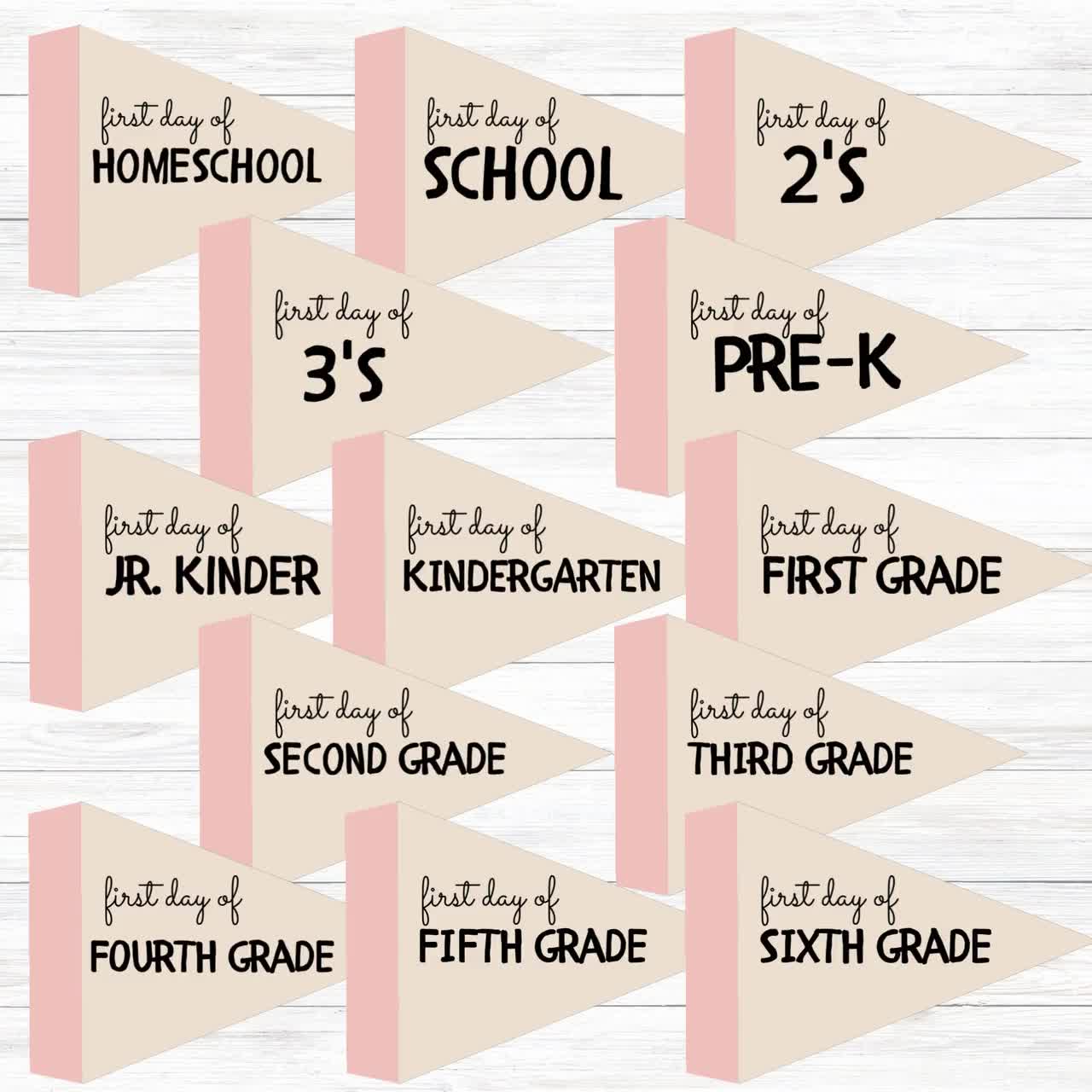First Day Of School Pennant Flag First Day Of School Flag DIY Pennants ...