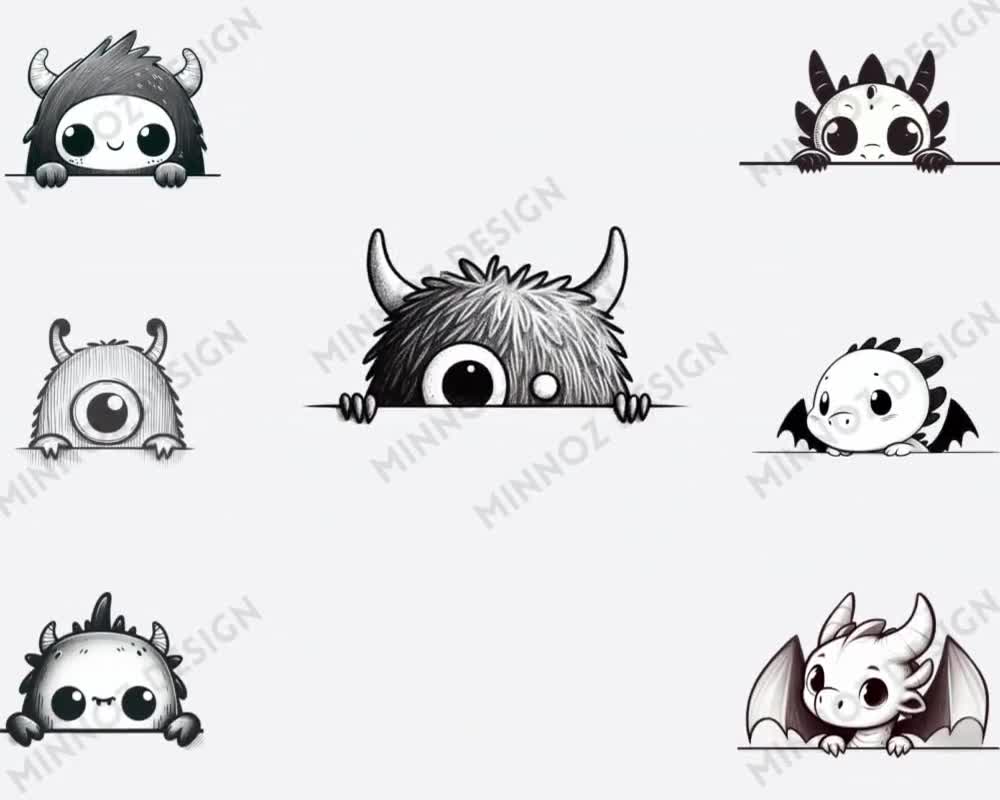 Peeking Monster Clip Art
