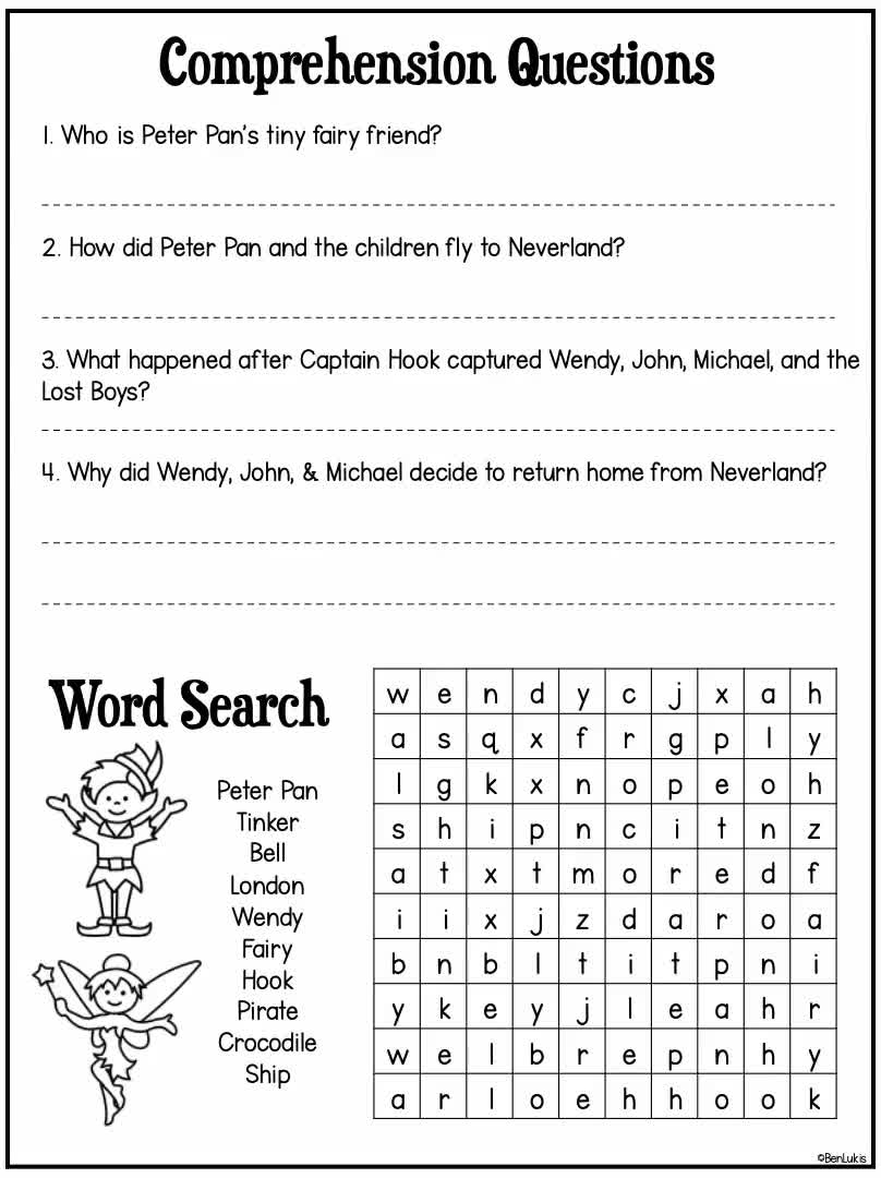 Peter Pan Worksheets