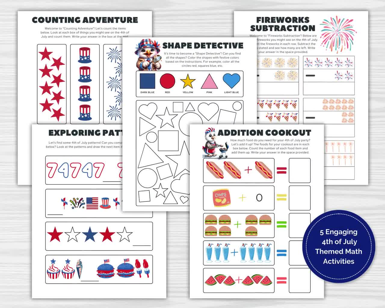 4th Of July Math Worksheets