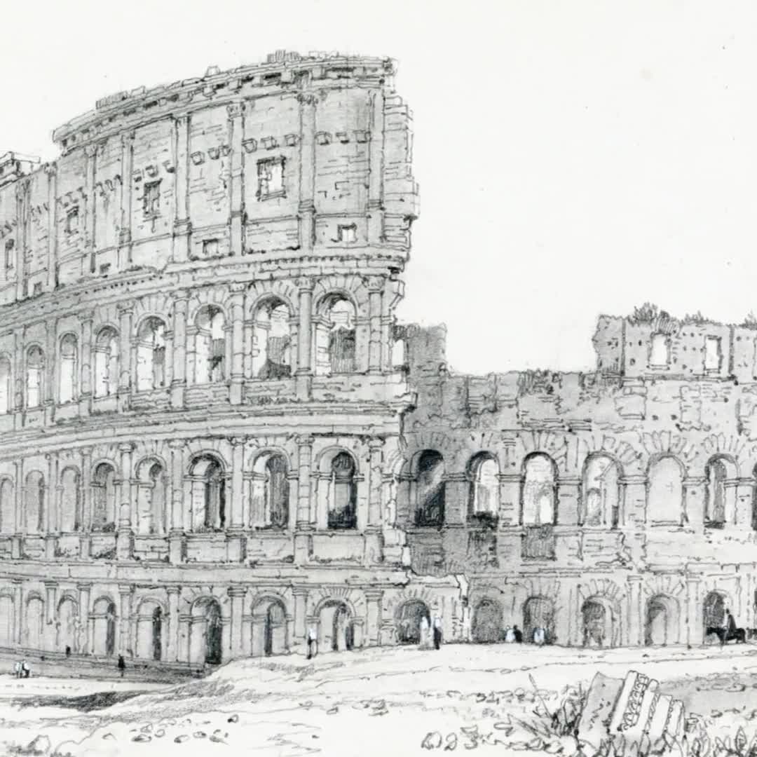 Rome Colosseum Line Art Poster Single Continuous Line Drawing Of Rome