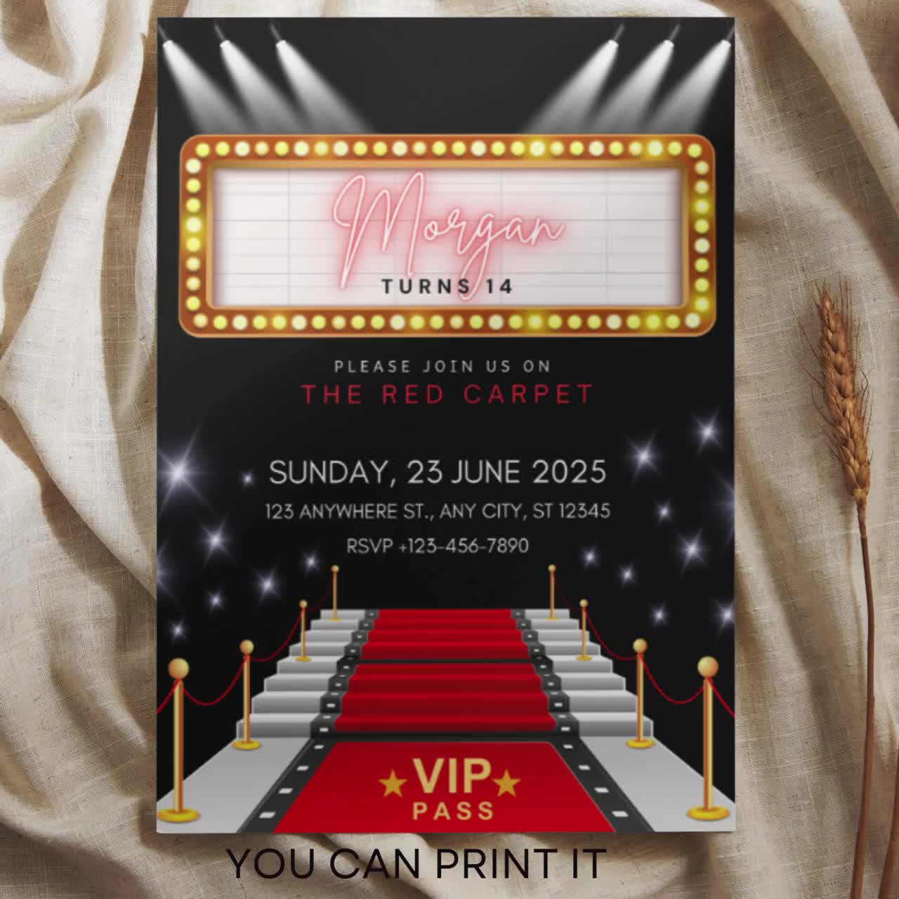 With A Red Carpet Theme Ticket Invitations