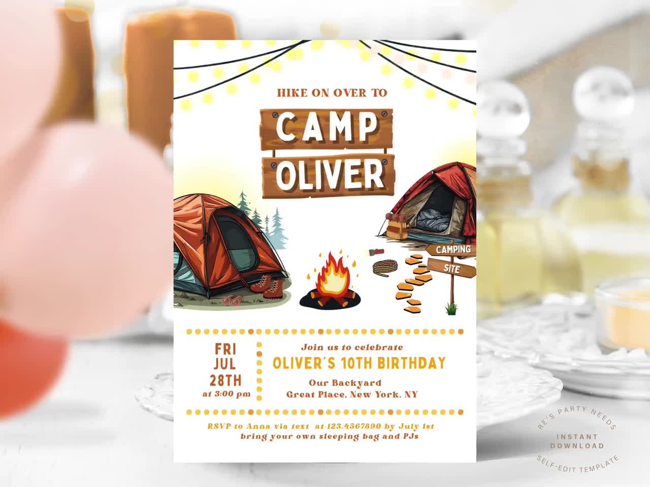 Camping Birthday Party Printables