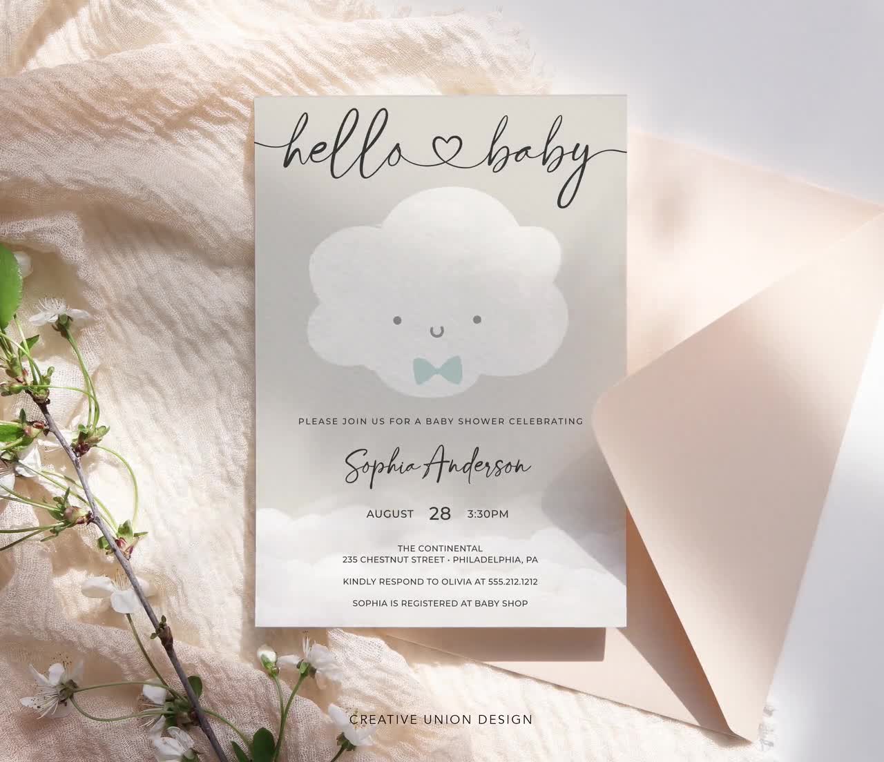 Invitación De Boda Con Tema De Nubes