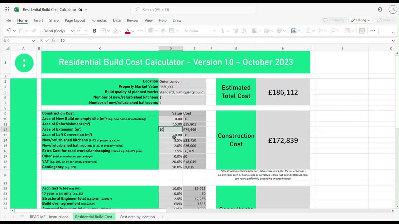 Home Construction Cost Calculator
