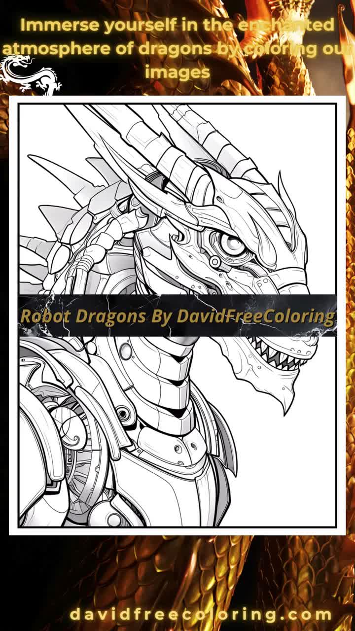 Robot Dragon Coloring Pages De Vector Van De Draak Van Cyborg Van De