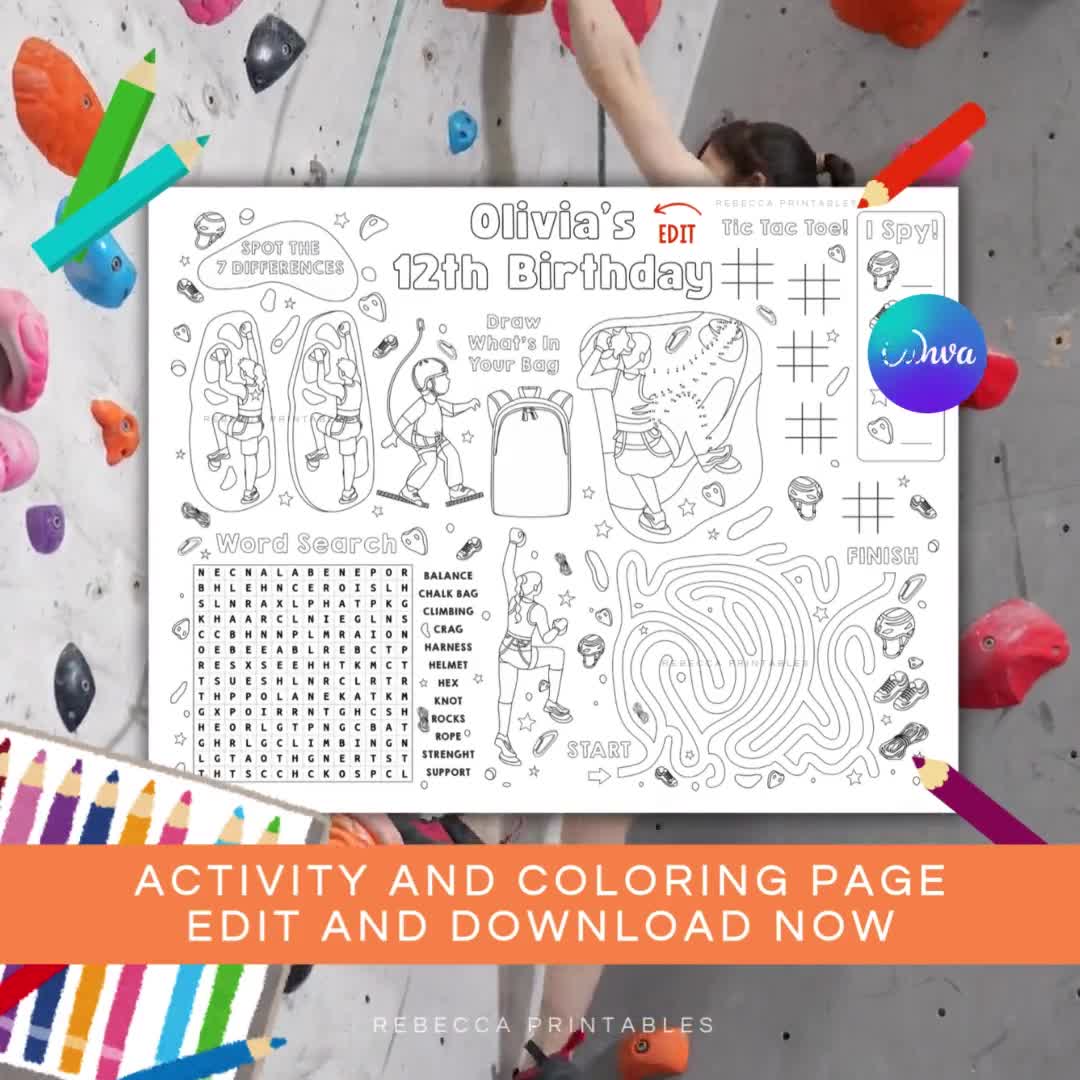rock climbing coloring book pages