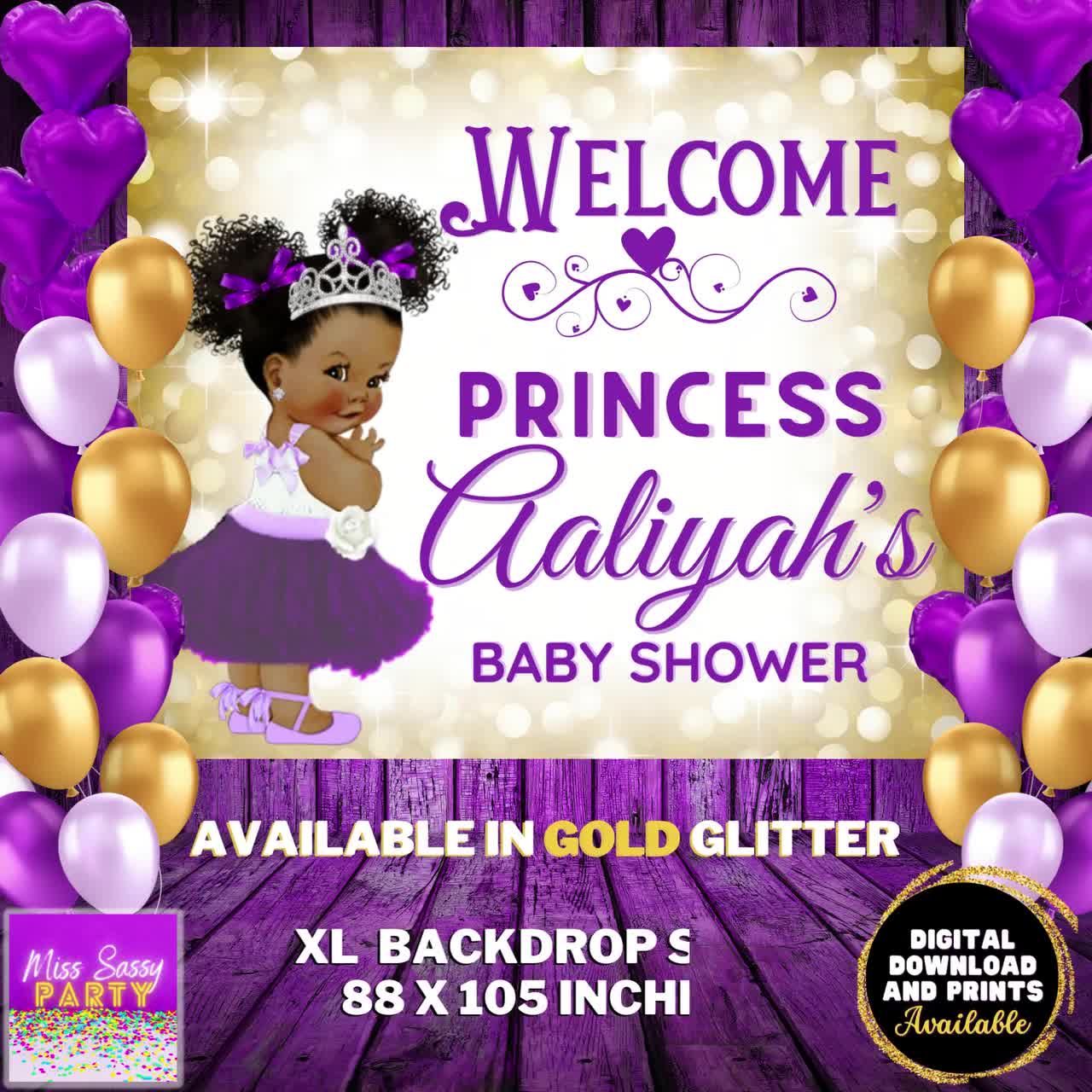 Black Purple And Grey Princess Baby Shower Theme Black Princess Baby