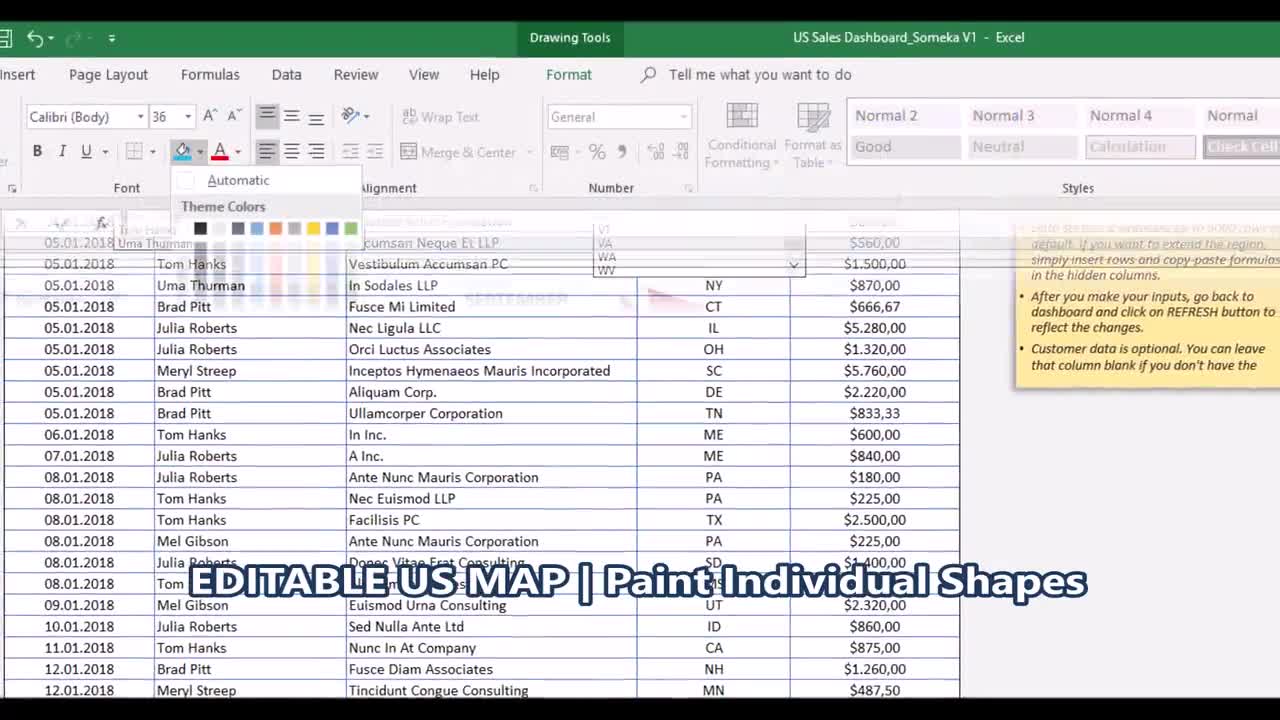 Us Map Template For Excel US Choropleth Map By County Per State A 4th