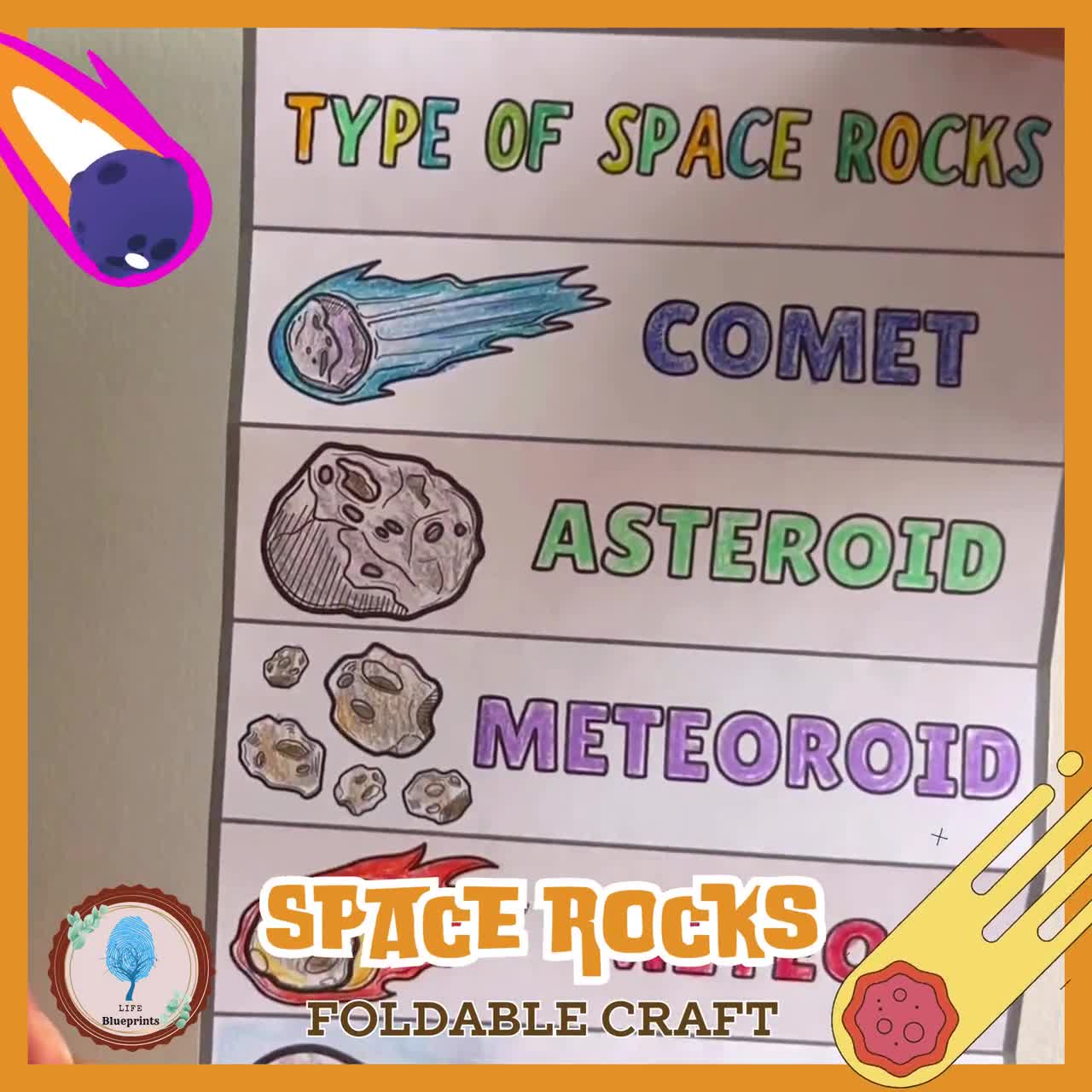 Asteroid Comet And Meteoroid Cut And Paste Sorting Activity Tpt