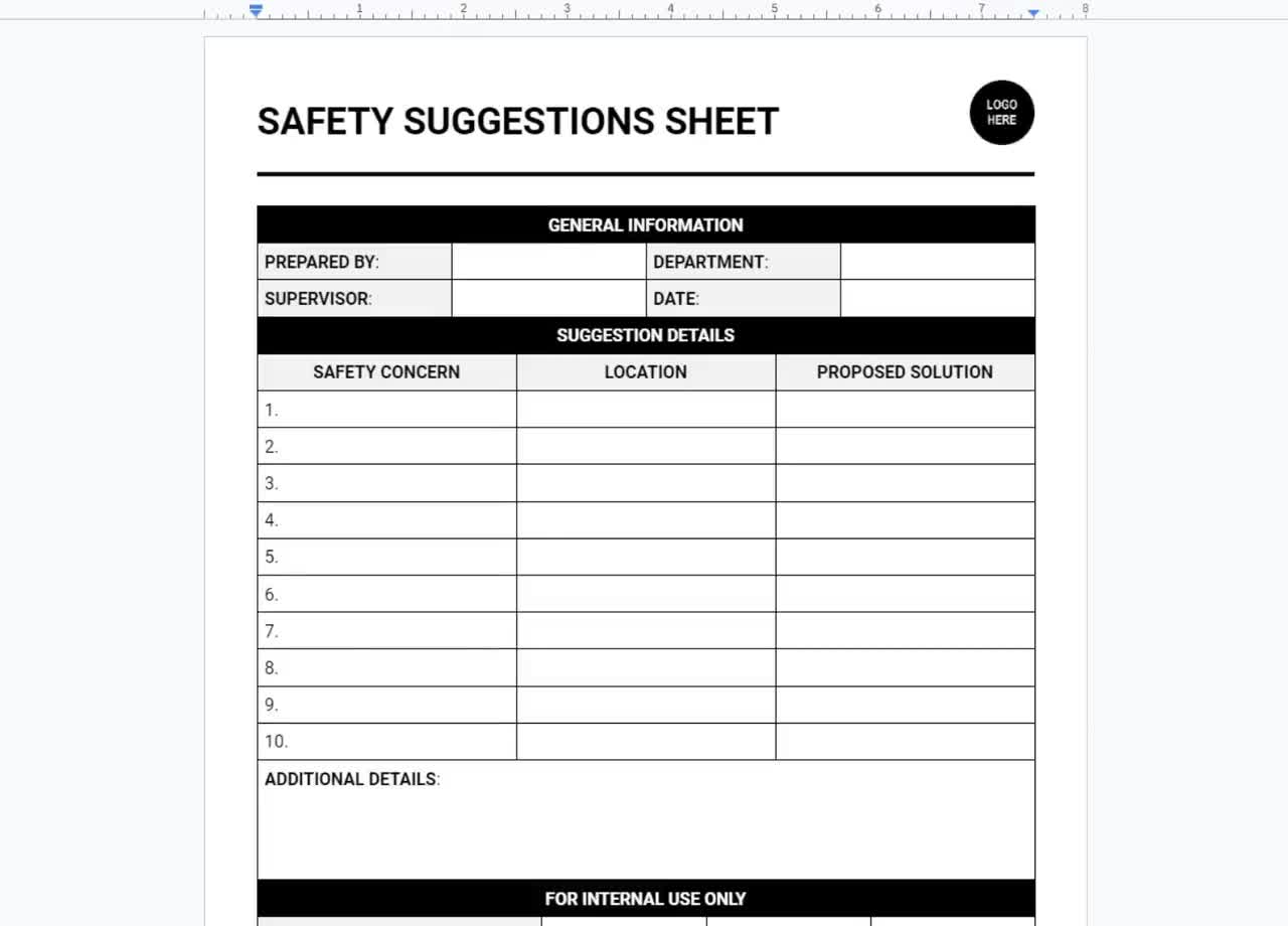 Safety Forms For Employees