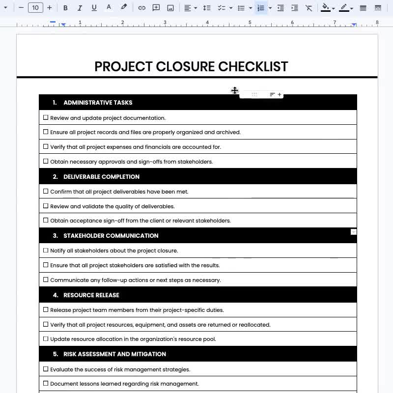 Project Completion Checklist Template New Hire Checklist Template