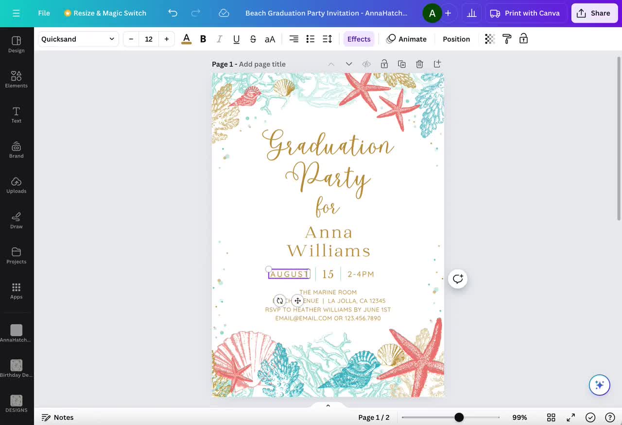 Beach Themed Graduation Party Invitations