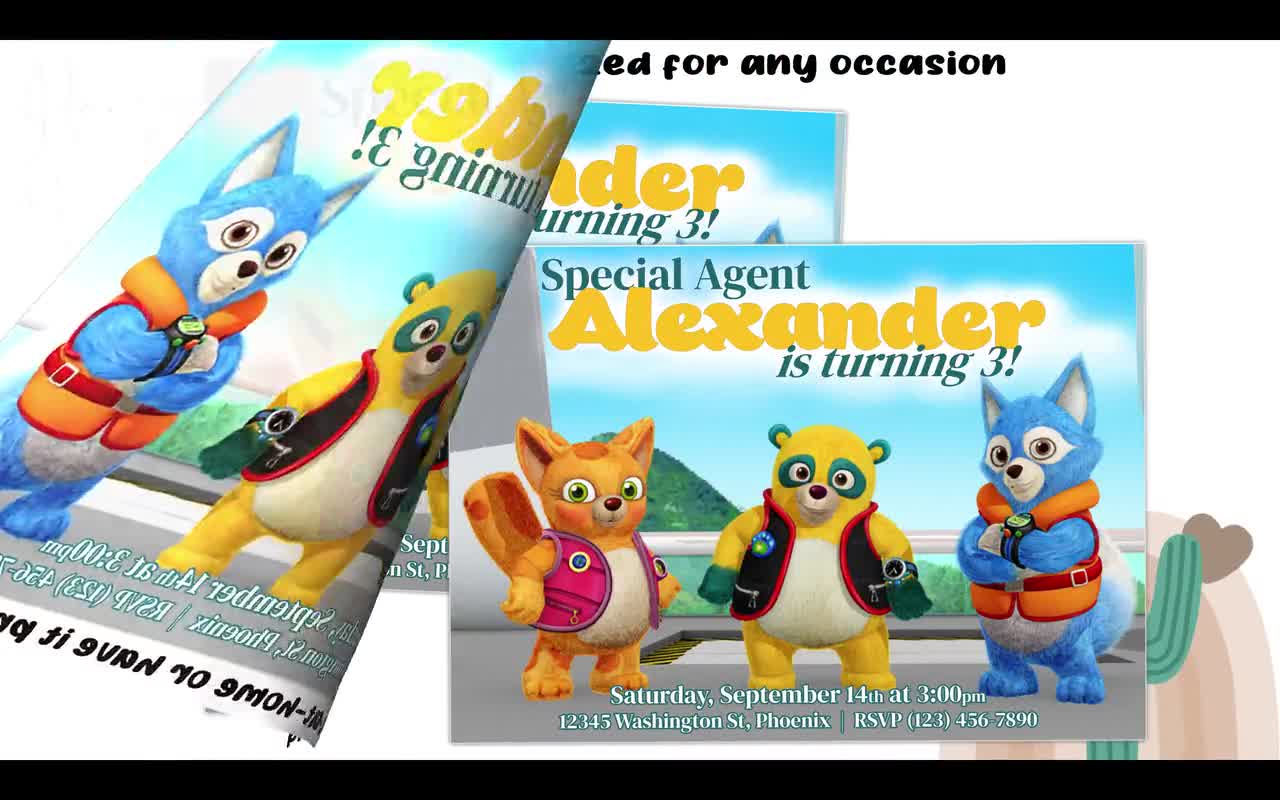 Invitaciones Para Fiesta Del Agente Especial Oso Pack Infantil