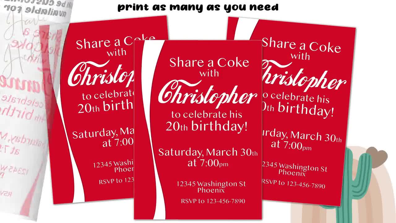 Coca Cola Party Invitations