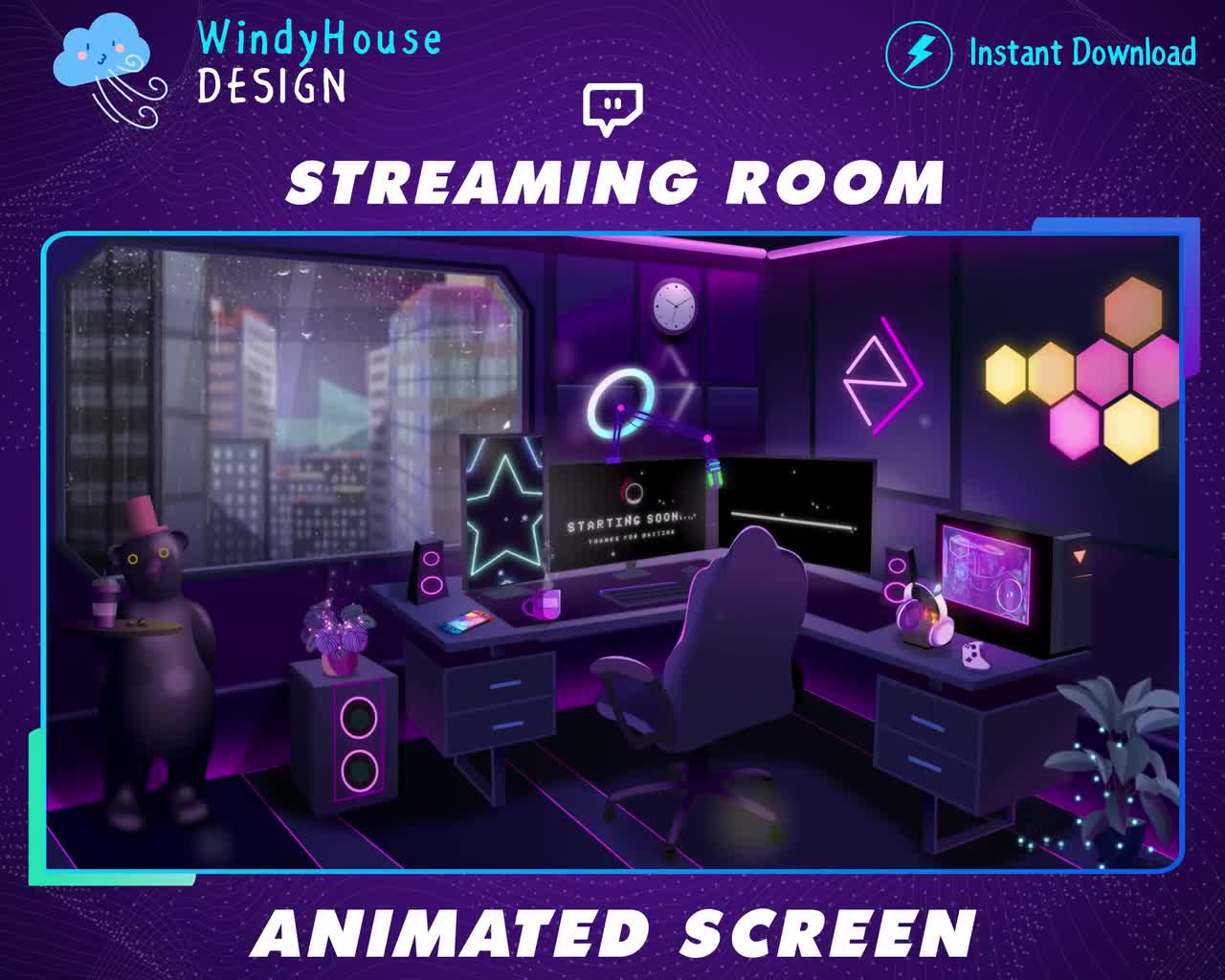 Twitch Streamers Game Room 5x Twitch Geanimeerde Gezellige Gaming Room