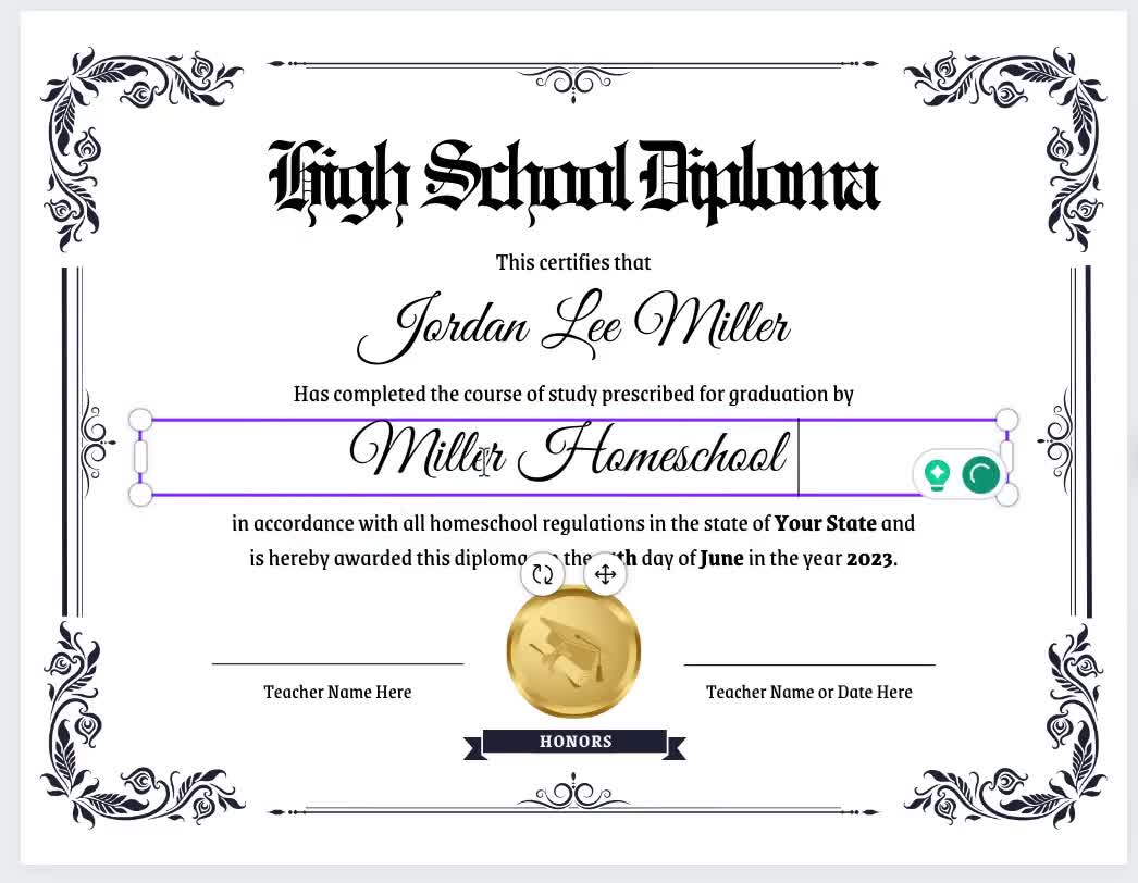 High School Diploma Printable Honors Honors Diploma Seal | Ohio