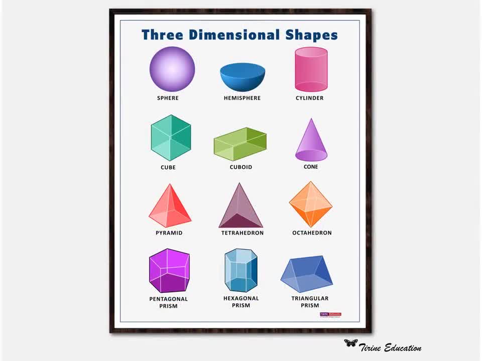 2d And 3d Shapes Educational Chart Poster 13x19 2 D And 3 D Shapes