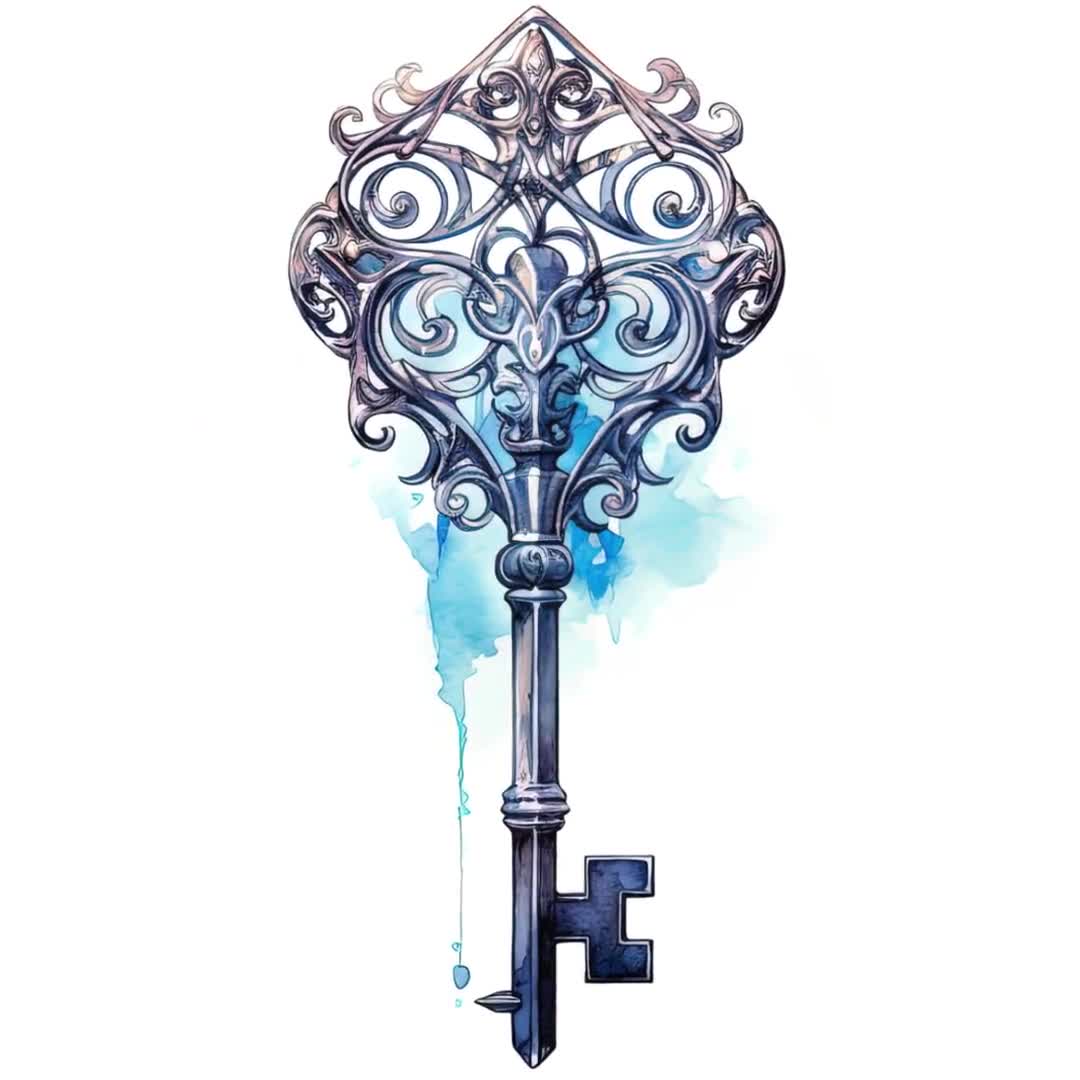 Ornate Skeleton Key Drawing