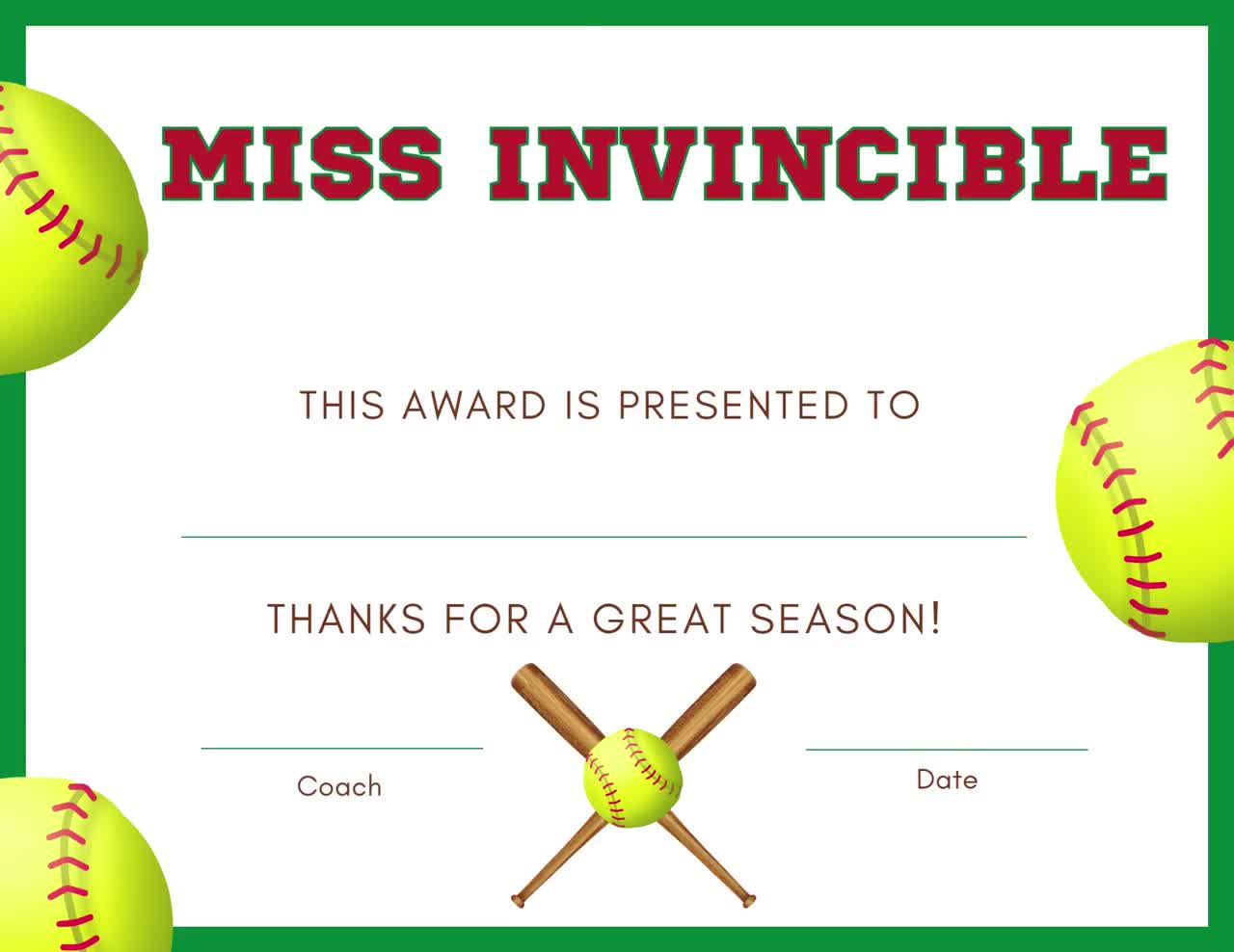 Softball Team Awards