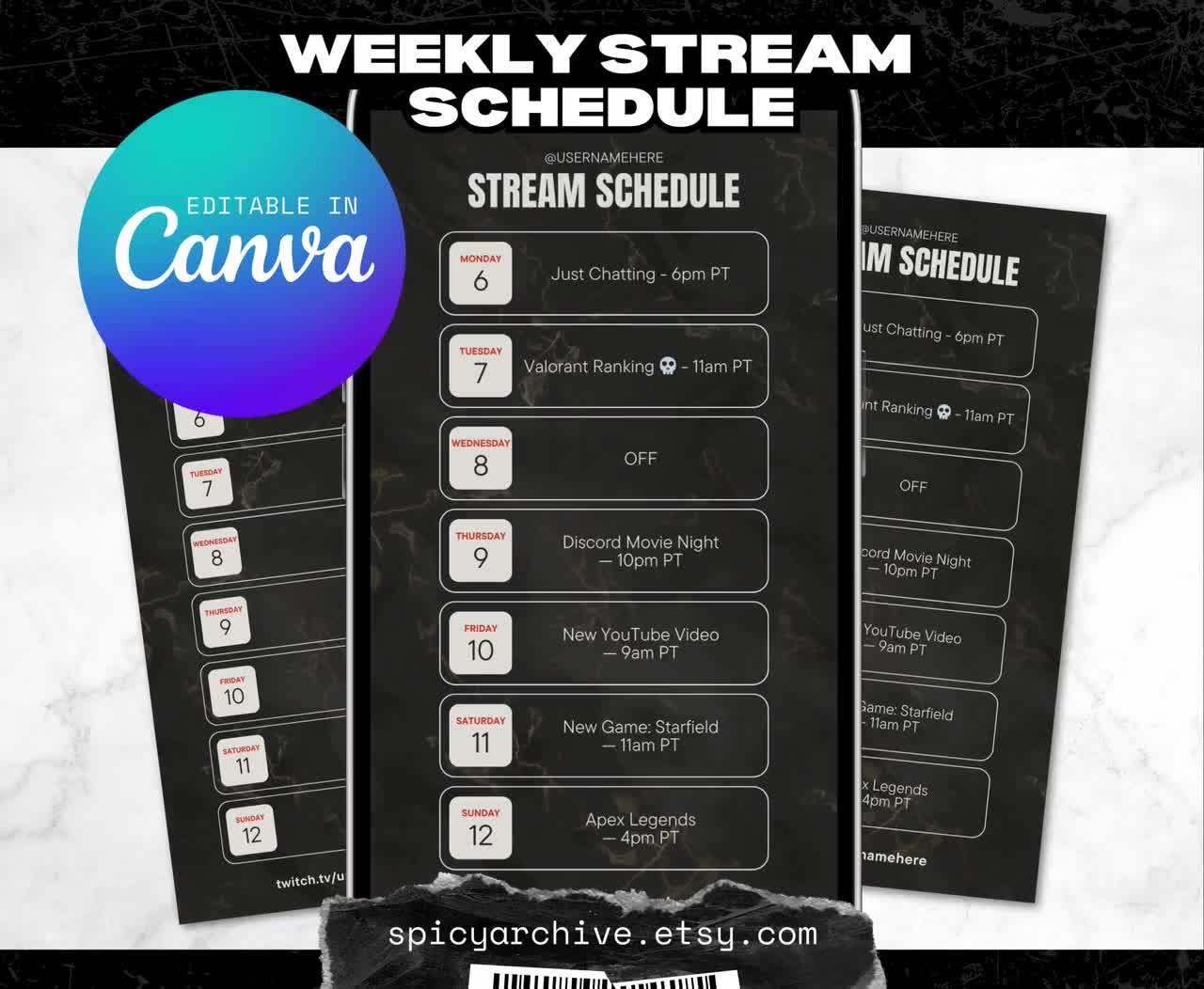 Twitch Stream Schedule Template Planning Template