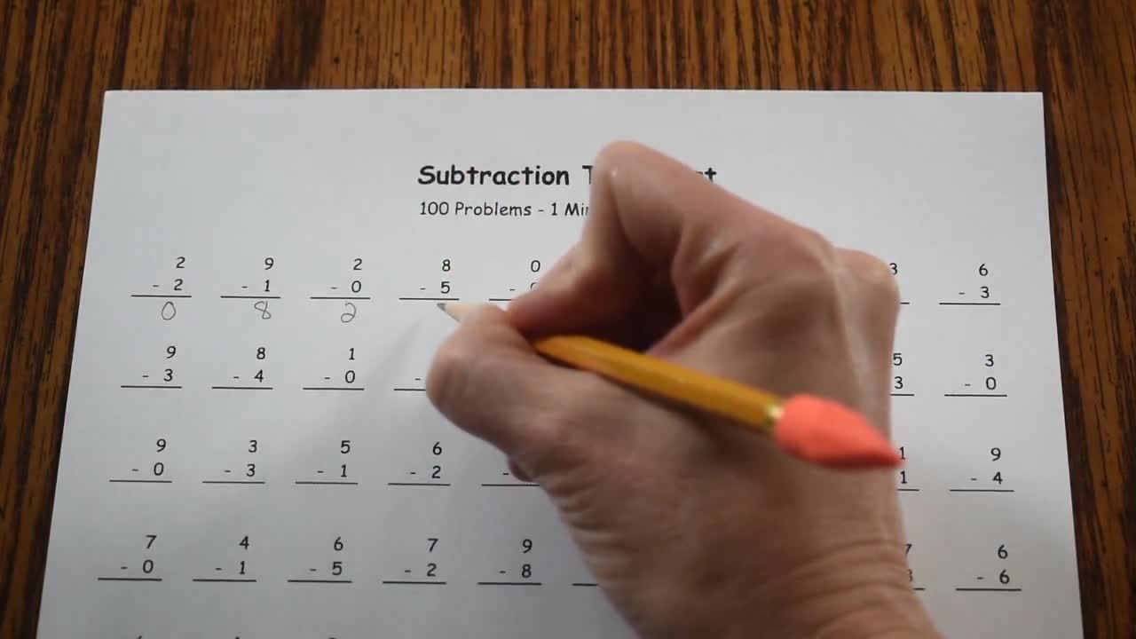 Hojas De Trabajo De Resta Mad Minute