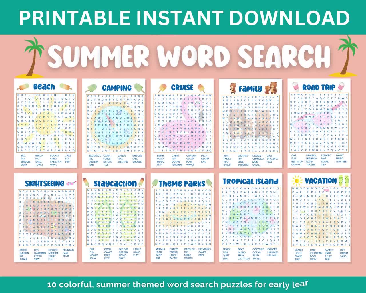 Printable Word Search Summer