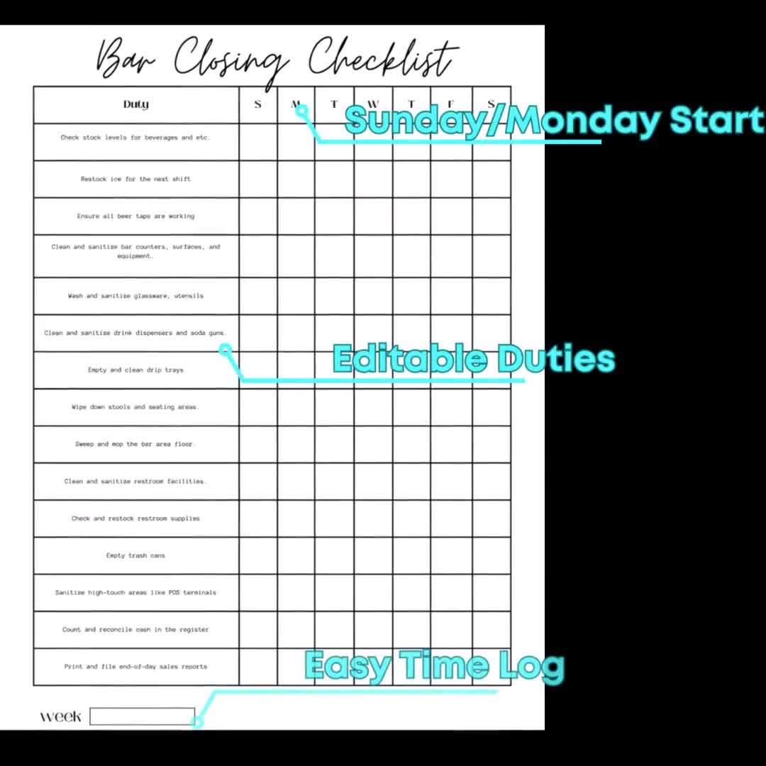 Bar Cleaning Checklist Printable 49 Printable Bathroom Cleaning