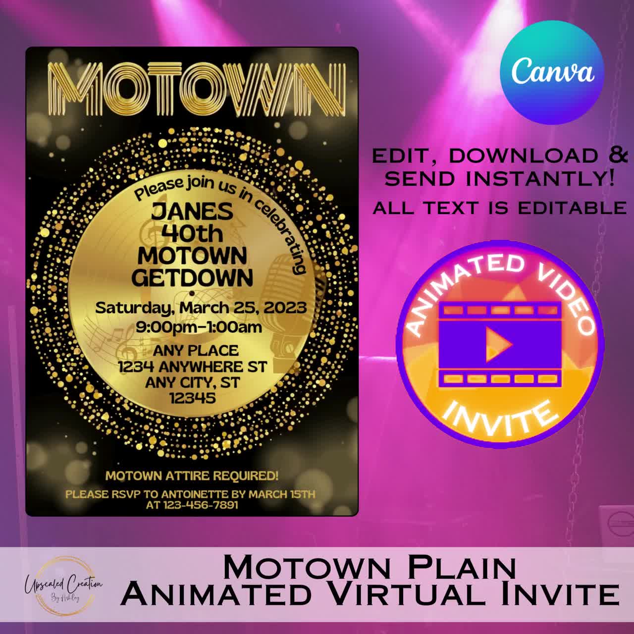 Motown Themed Party Invitation Template Free Printable, Customizable