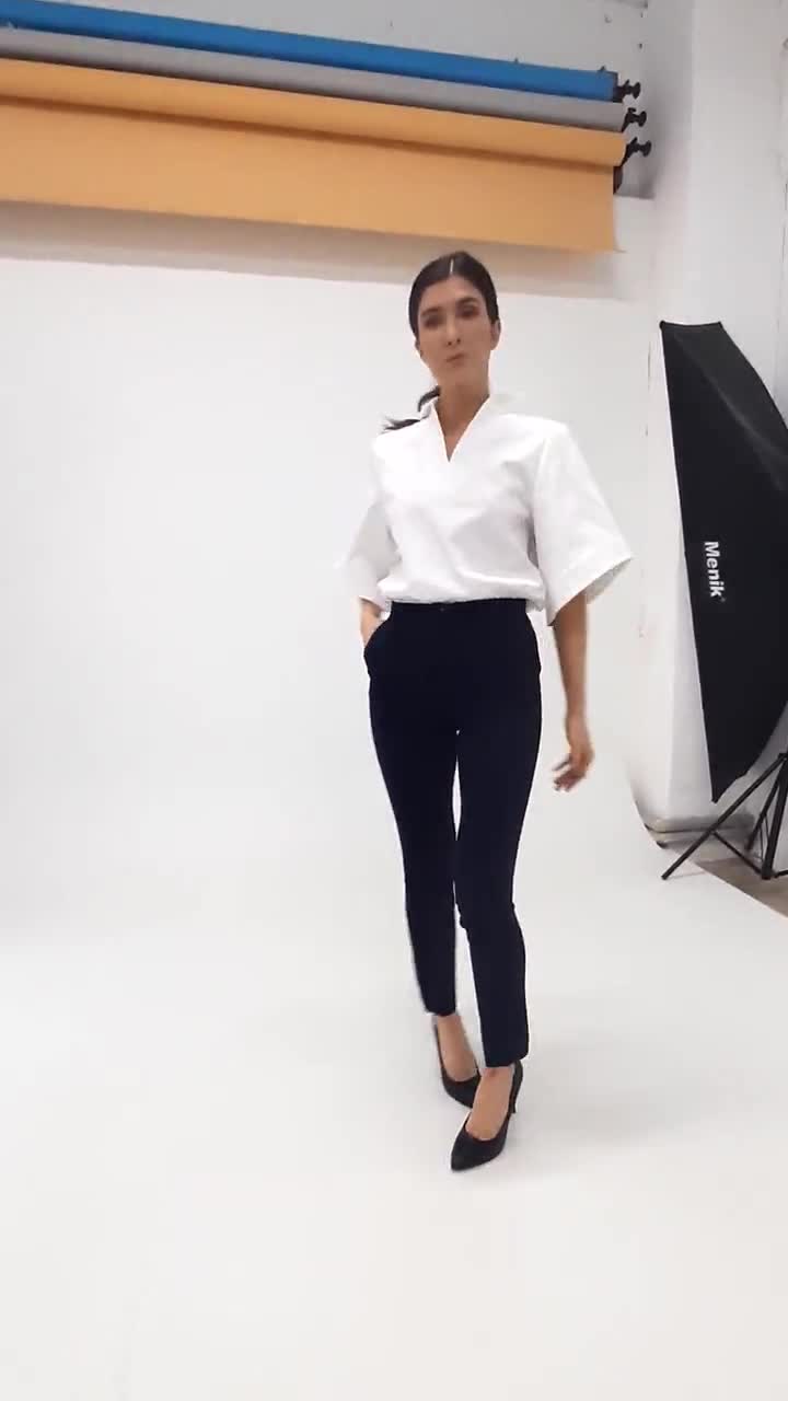 Upturned Blouse Collars Chenchen Studio | Classic White Shirt With