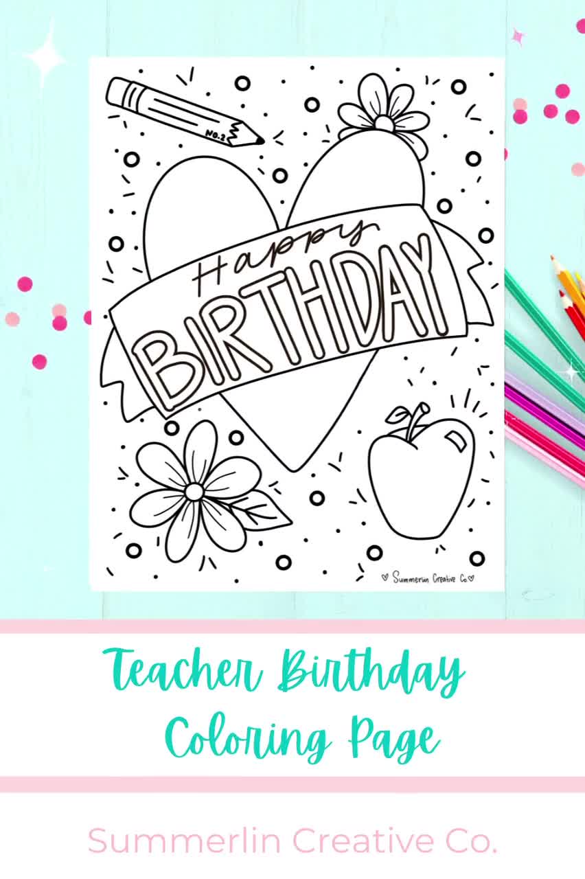 Teacher Happy Birthday Coloring Pages