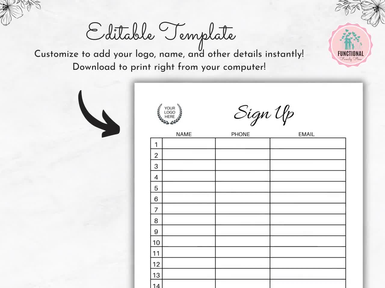 Fundraiser Sign Up Sheet Template