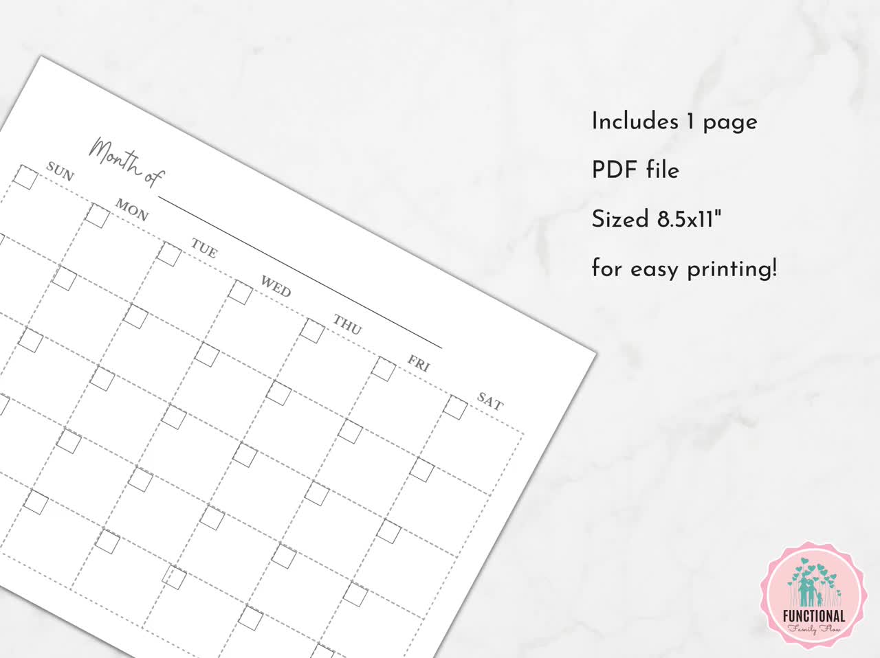 Monthly Calendar No Dates