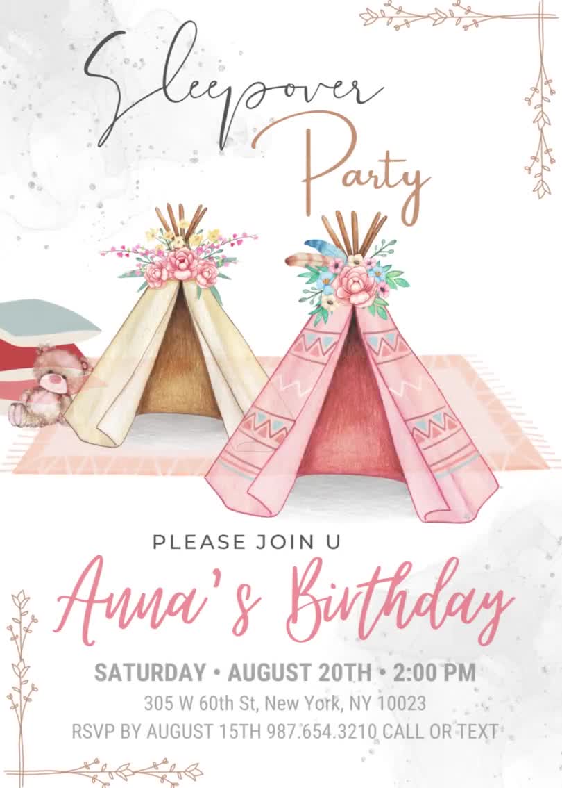 Tent Invitation Pattern Circus Tent Theme Personalised Birthday Party