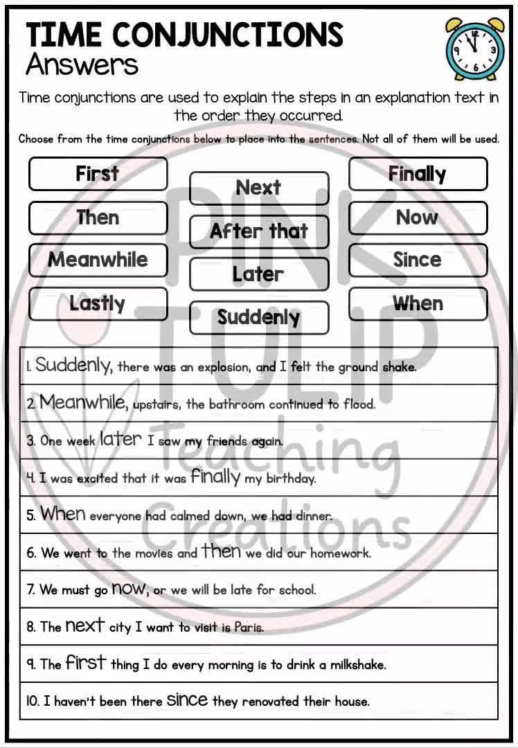 Time Connectives Worksheets KS2 Stone Age Story Conjunctions For Time,