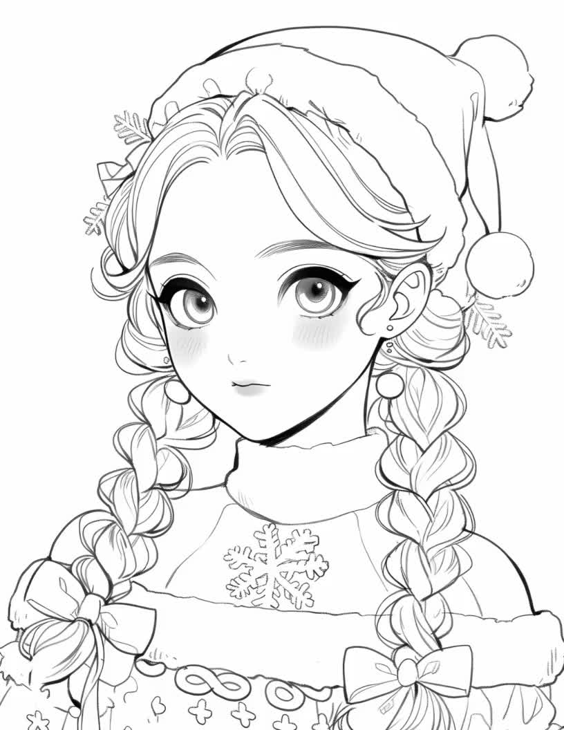 anime christmas coloring pages