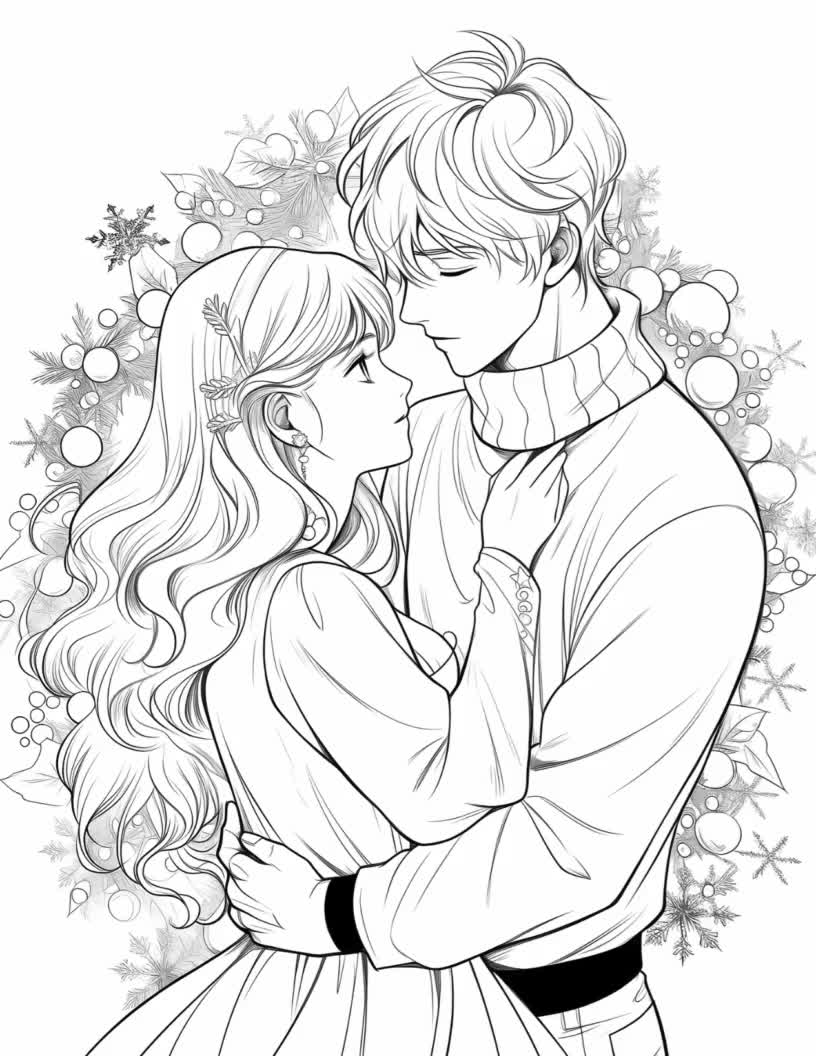 anime couple coloring pages to print