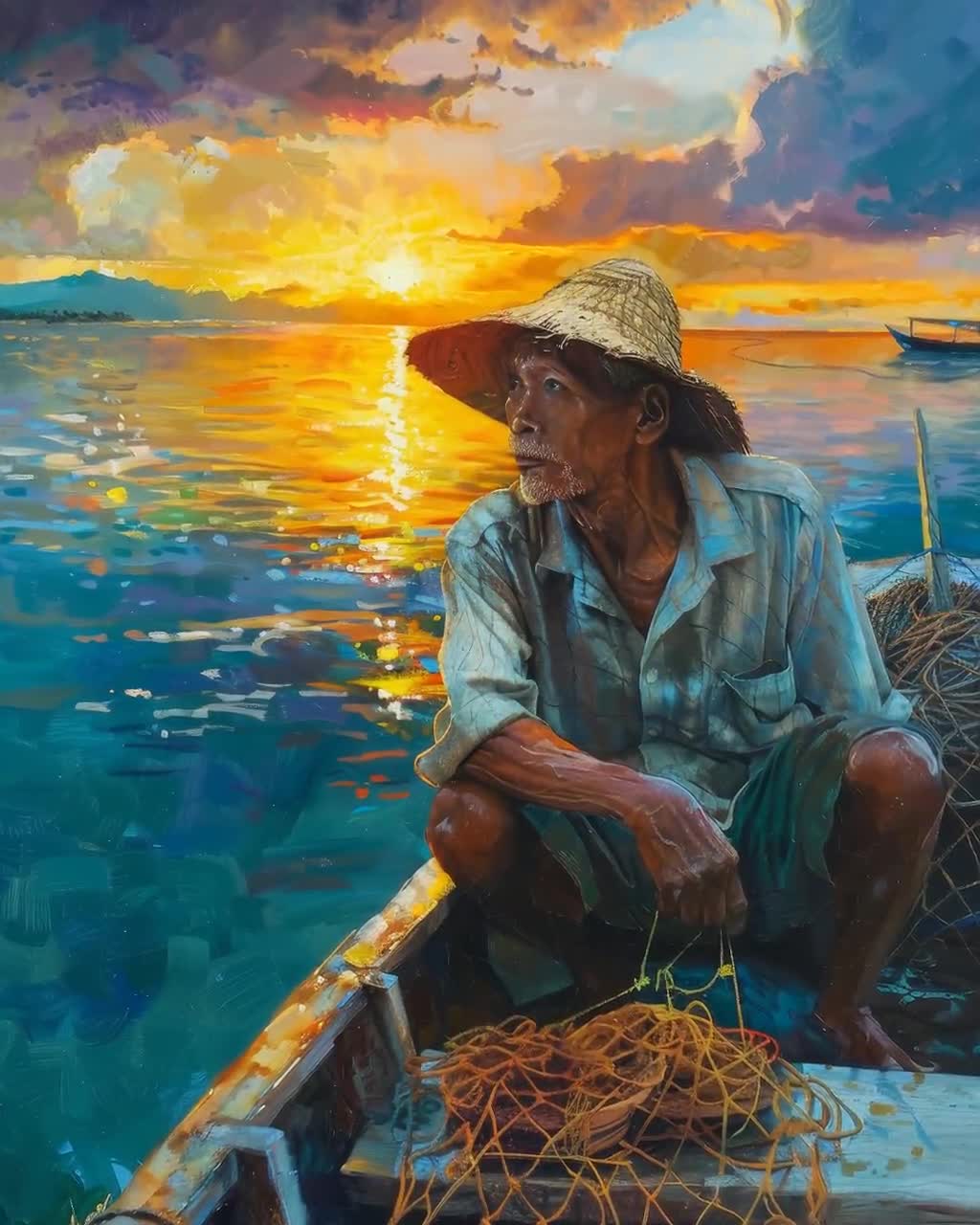 Filipino Fisherman With A Lamp Filipino Fisherman Photos, Images