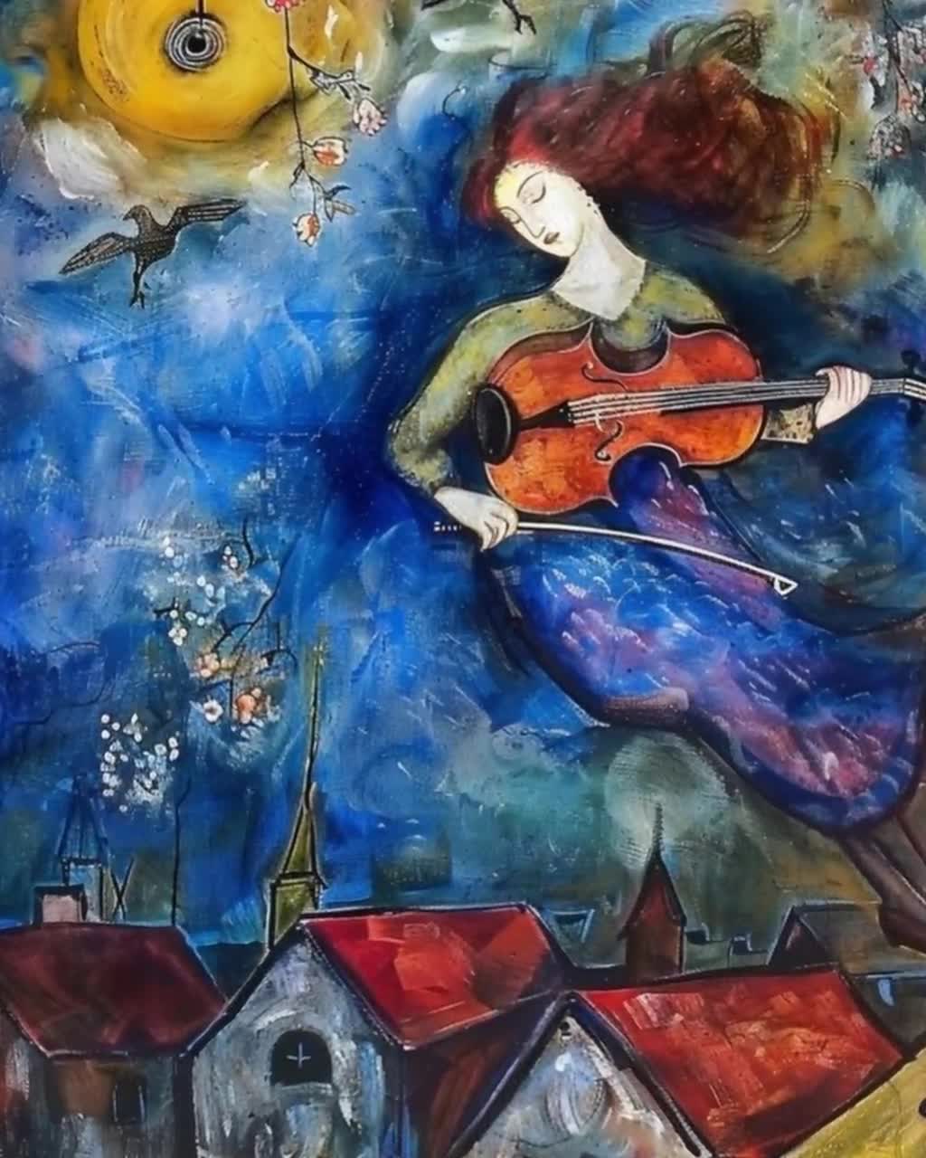 Chagall Violin Marc CHAGALL: Violinist With A Rooster, Original