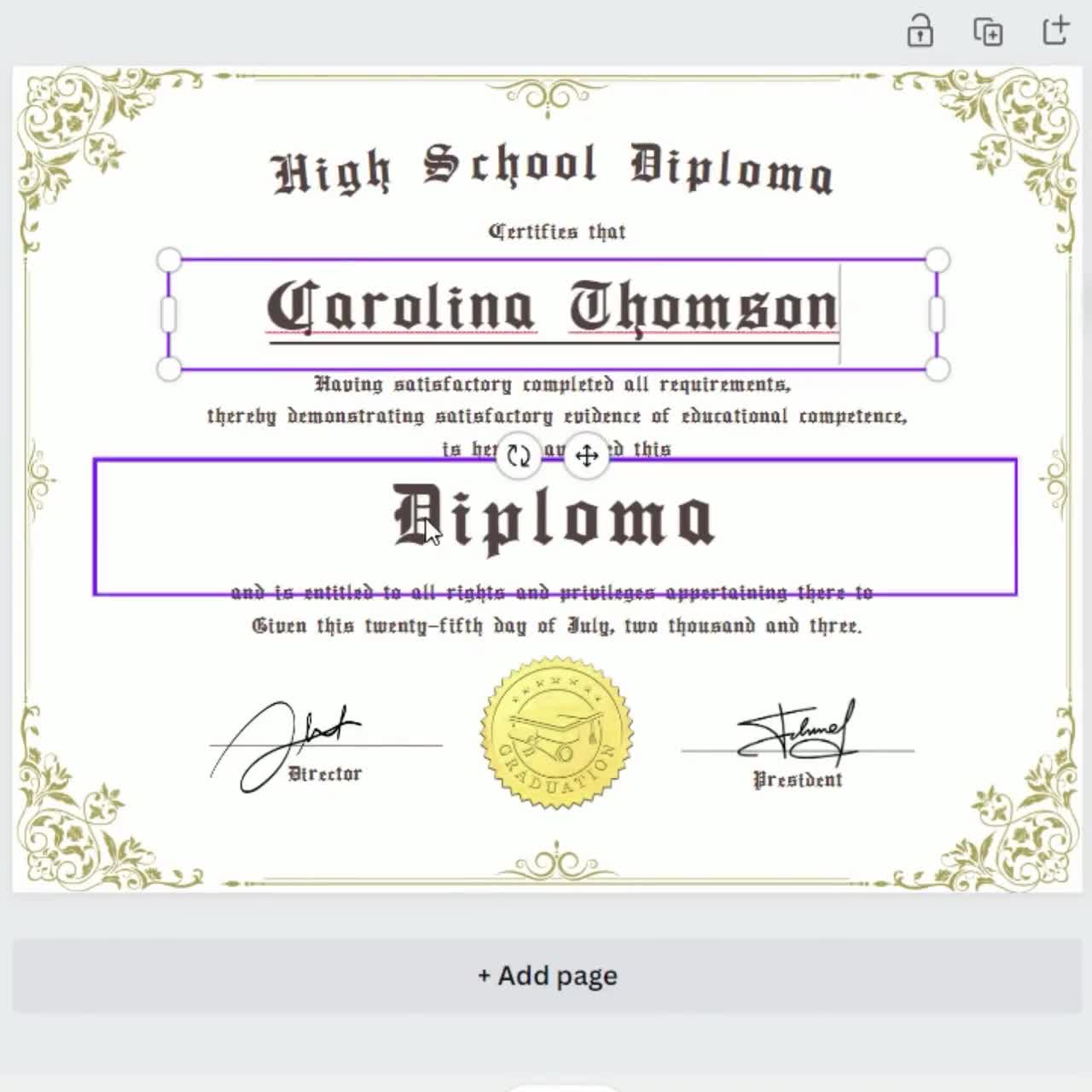 Plantilla De Diploma De Escuela Secundaria De Filadelfia, Pensilvania