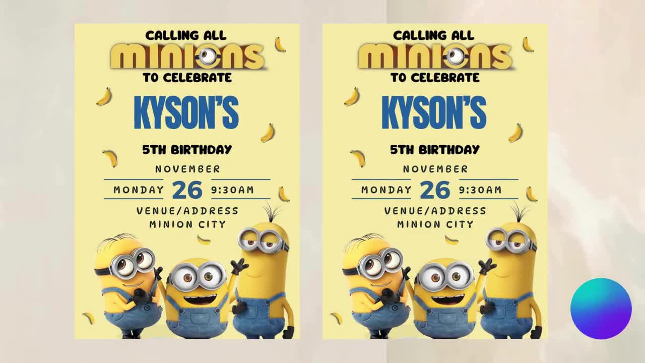 Minion Birthday Card Of Invitation