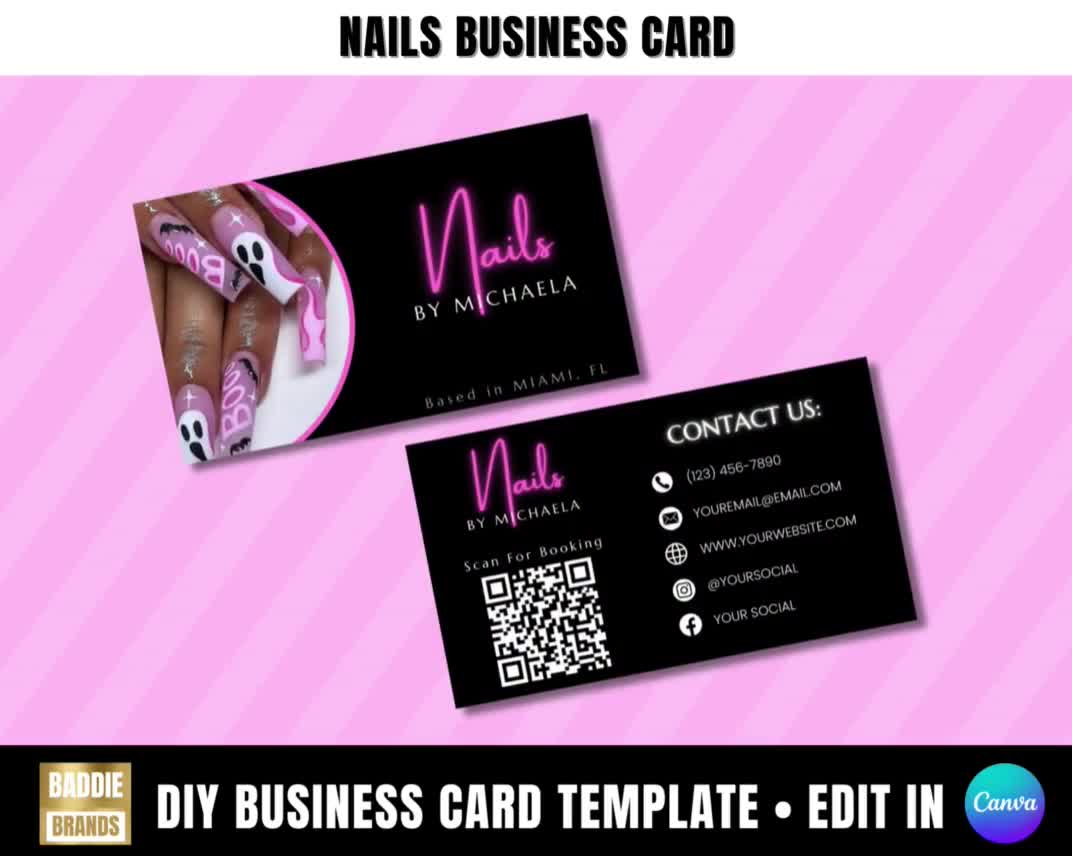 Nail Salon Business Cards Nail Pedicure Manicure Salon Personalised