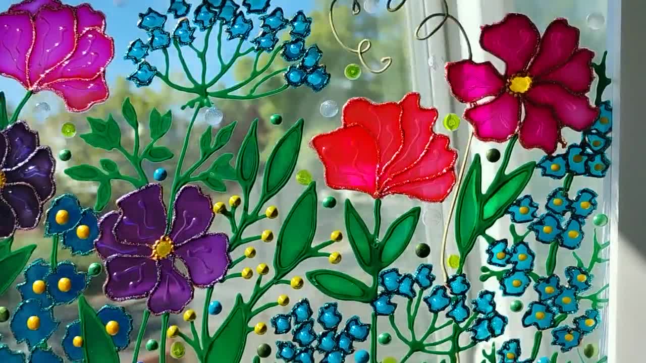 Beautiful Flower Designs For Glass Painting