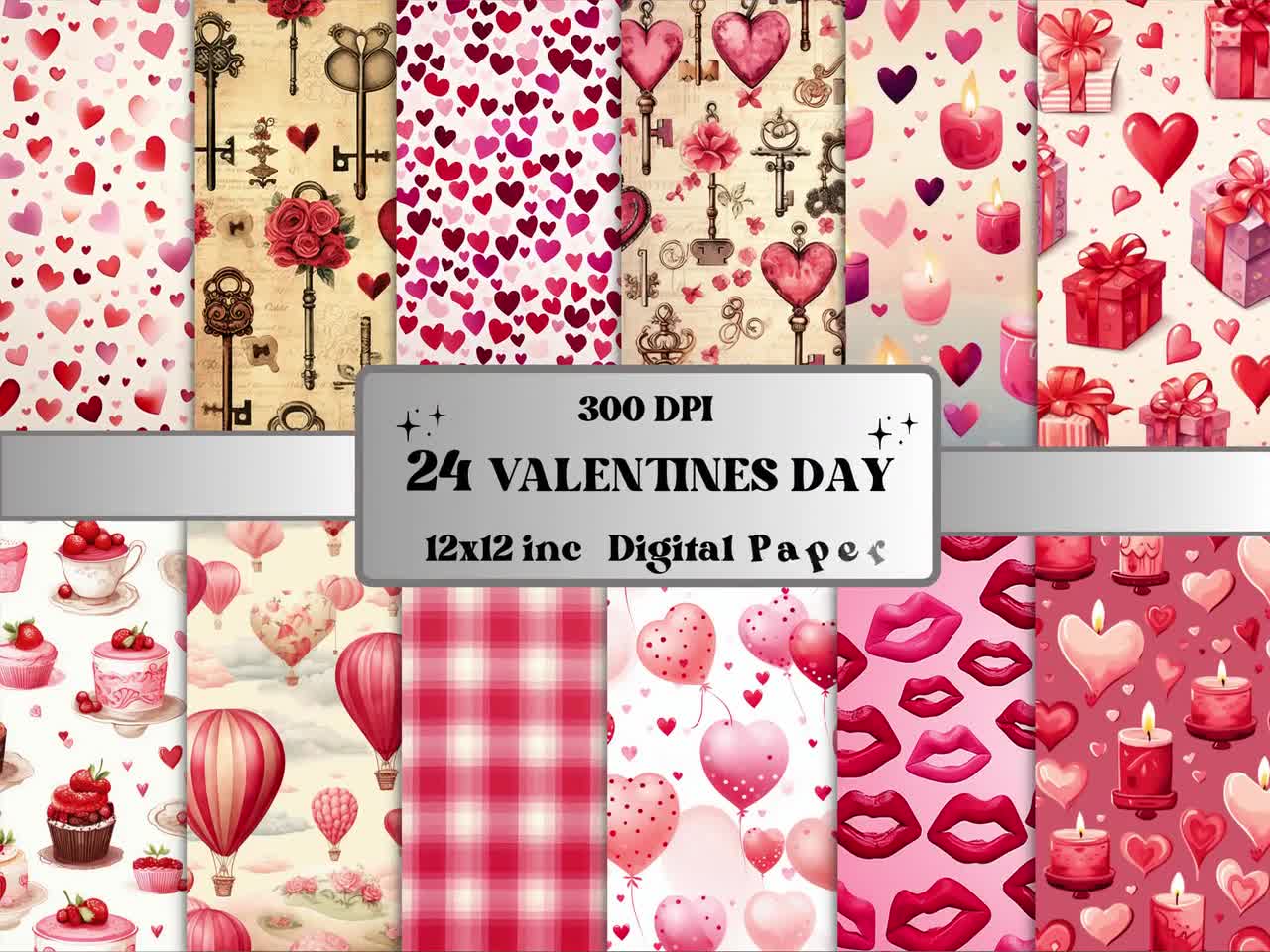Printable Valentine Paper A2 Hearts Print Wrapping Paper Valentines,