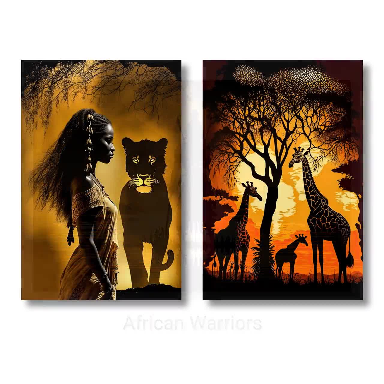 African Animals Silhouette Painting