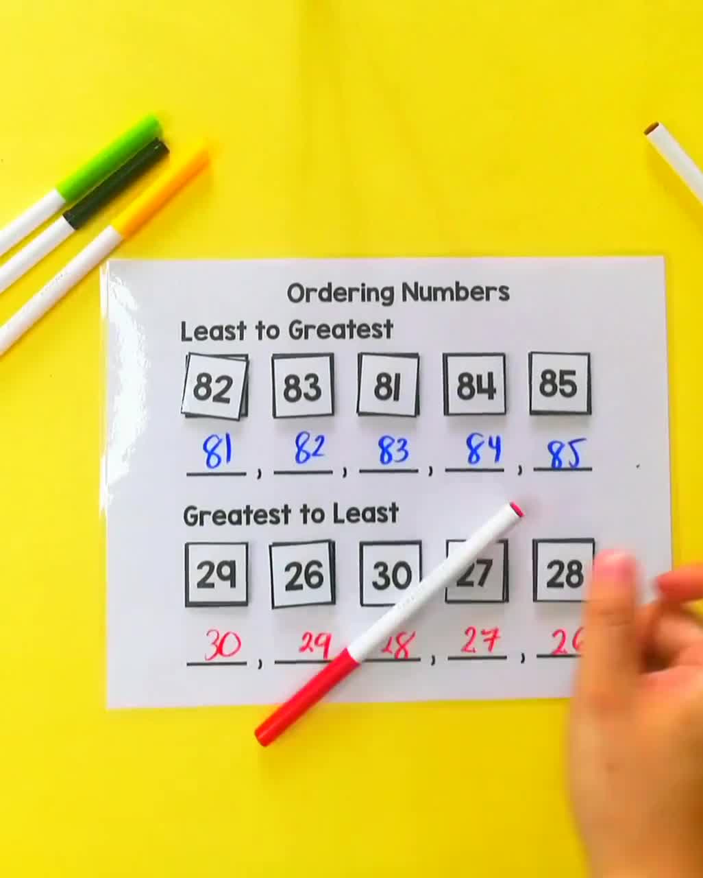 Hojas De Trabajo Para Ordenar Números Recortados Ordenar Números